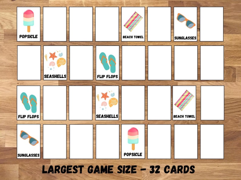 Beach Memory Matching Game -- Matching Game for Toddlers and Kids ...