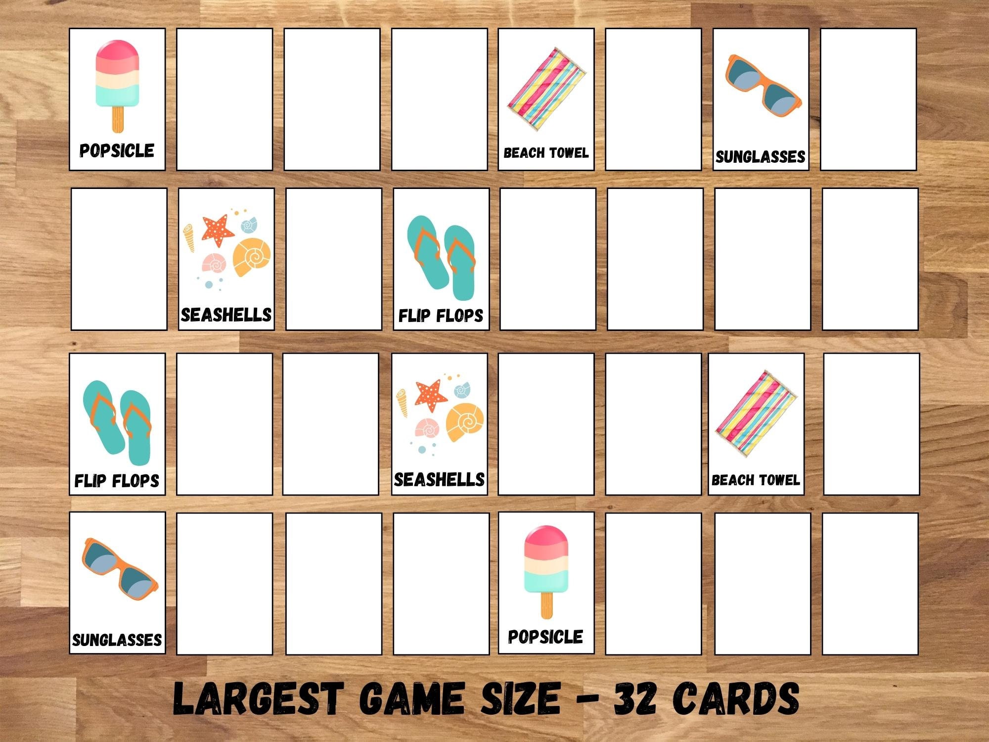 Beach Memory Matching Game -- Matching Game for Toddlers and Kids ...