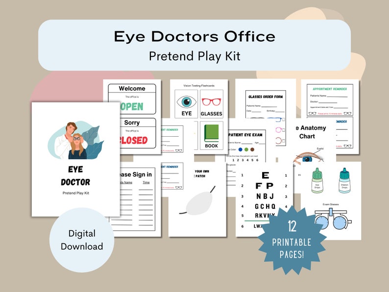 Printable Pretend Eye Doctors Office Kit for Kids - Etsy