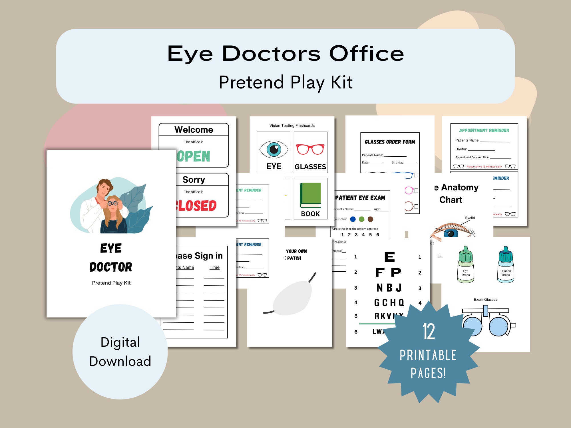 Printable Pretend Eye Doctors Office Kit for Kids - Etsy Australia