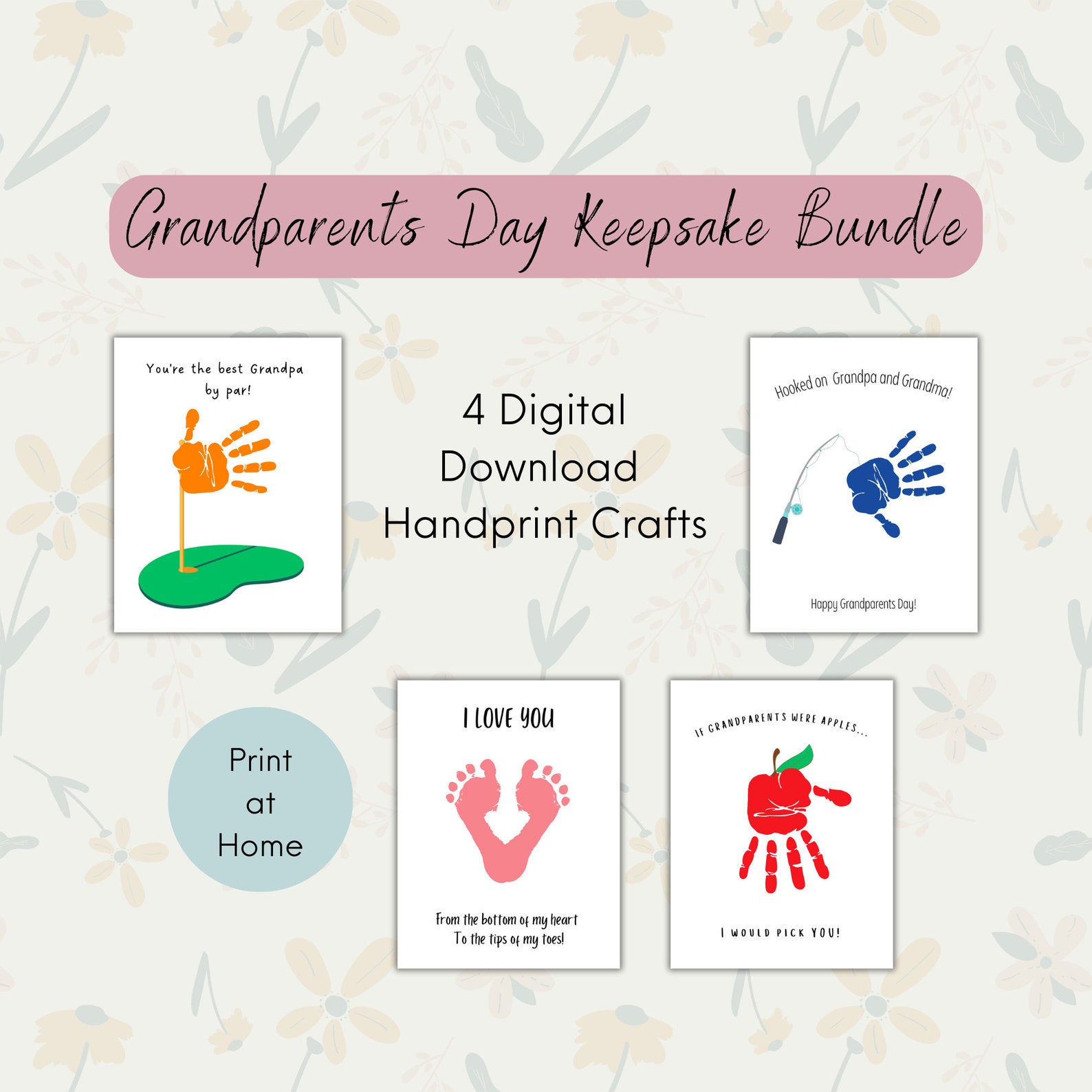 Grandparents Day Handprint Craft Bundle | 4 Handprint or Footprint ...