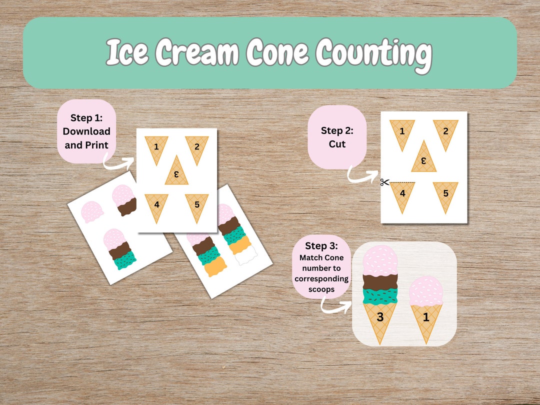 Ice Cream Cone Counting Activity for Young Kids - Digital Download ...