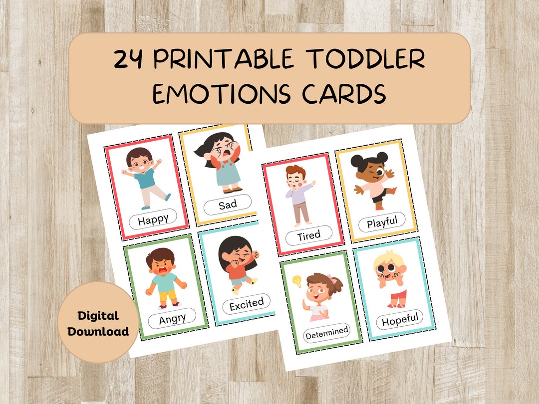24 Printable Toddler Emotions Cards -- Digital Download -- Kids ...