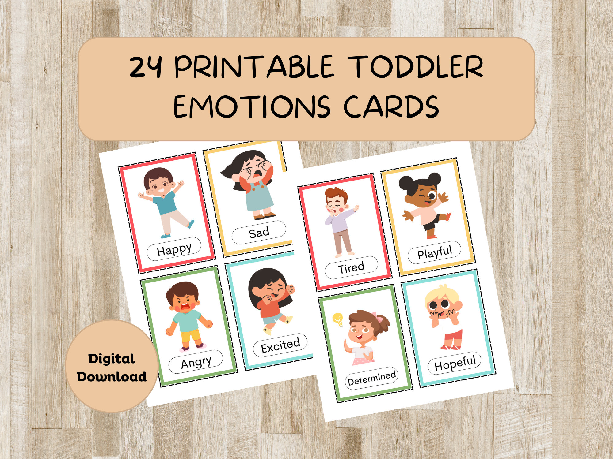 24 Printable Toddler Emotions Cards -- Digital Download -- Kids ...