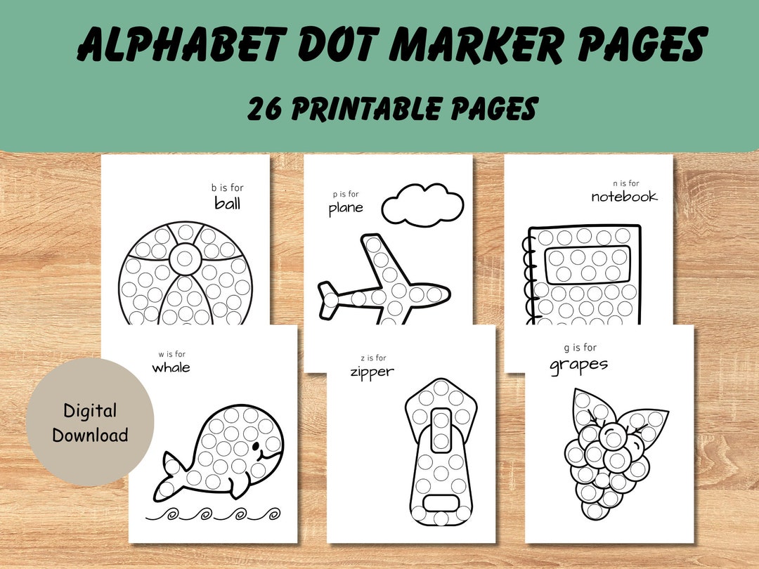 Alphabet Dot Marker Coloring Pages for Kids Alphabet - Etsy