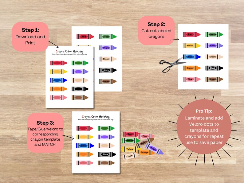 Crayon Color Matching Printable Activity -- Color Matching for Kids ...