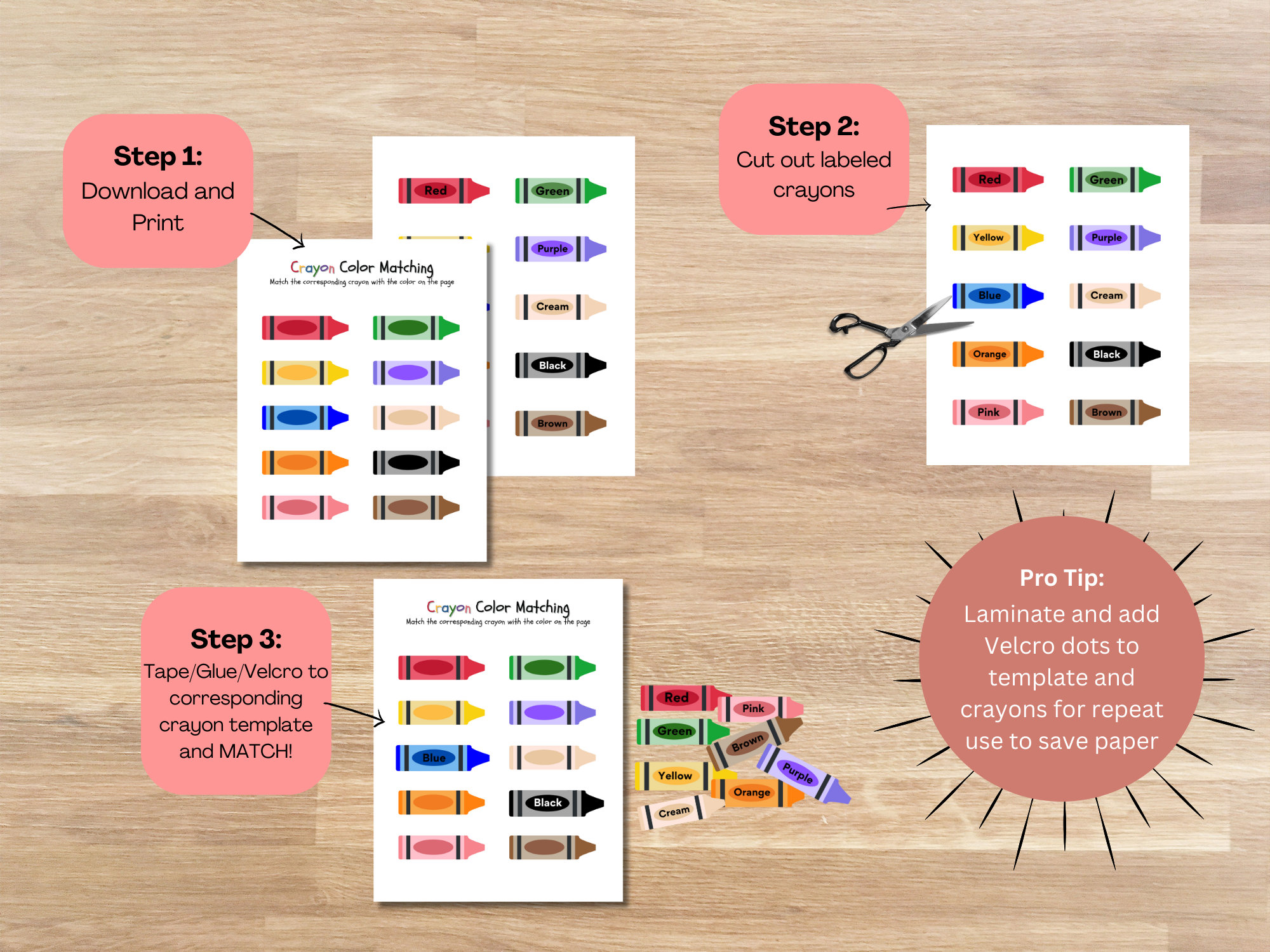 Crayon Color Matching Printable Activity -- Color Matching for Kids ...