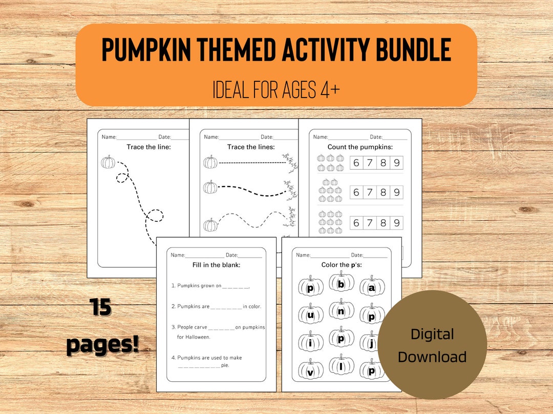 Pumpkin Activity Bundle | Worksheets for Kids | Preschool, Kindergarten ...