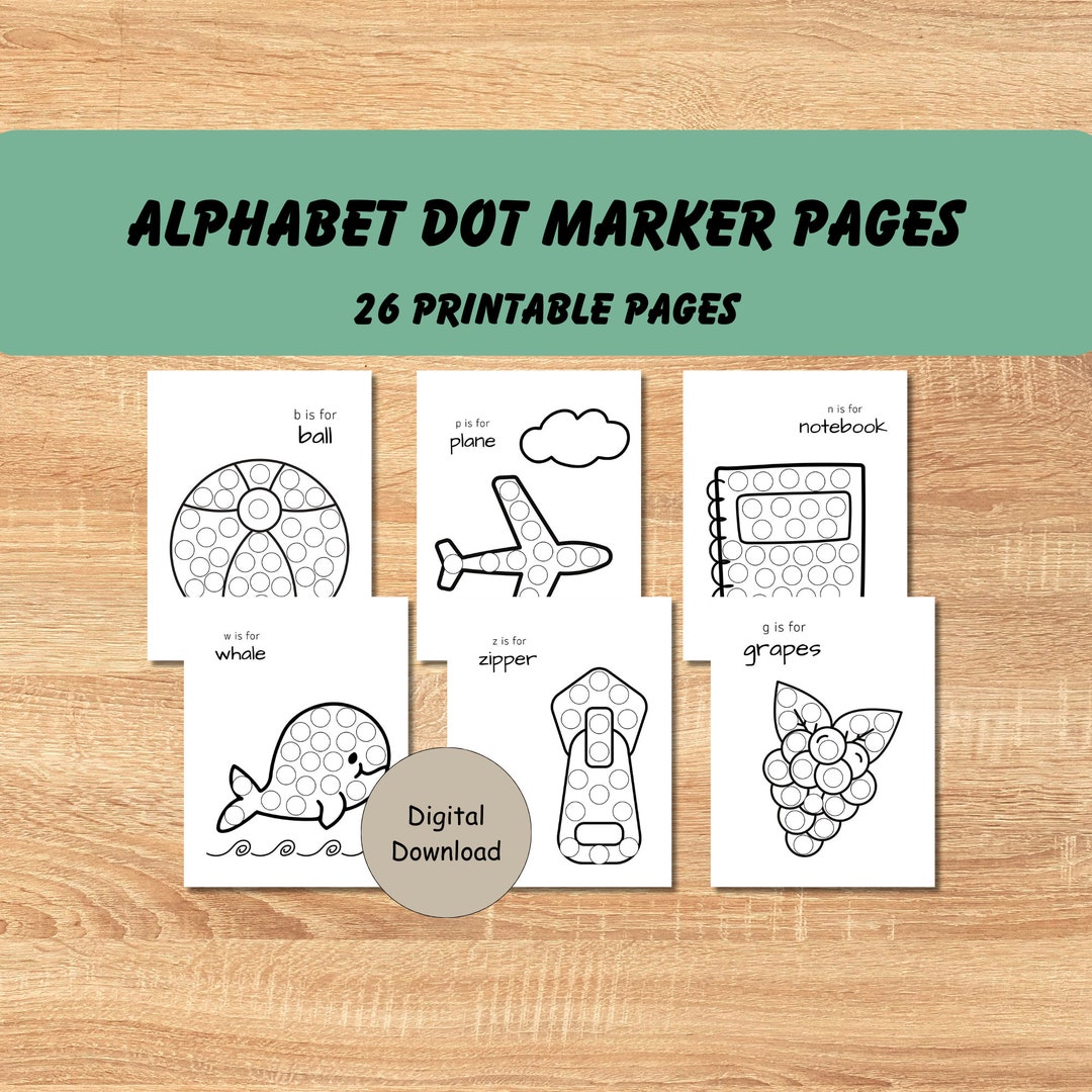 Alphabet Dot Marker Coloring Pages for Kids | Alphabet Coloring | 26 ...