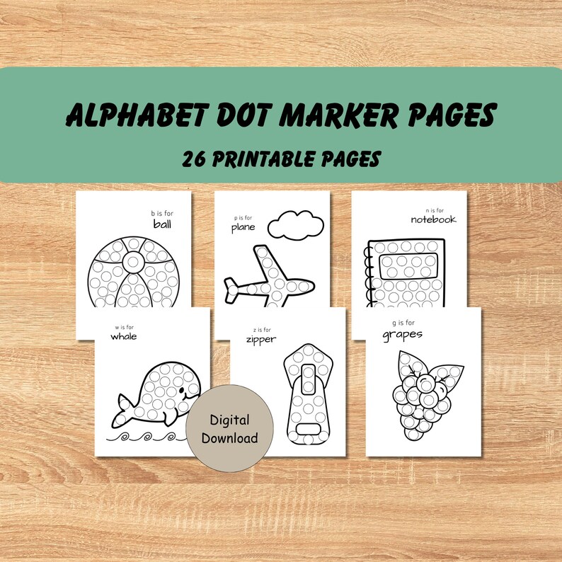 Alphabet Dot Marker Coloring Pages for Kids | Alphabet Coloring | 26 ...