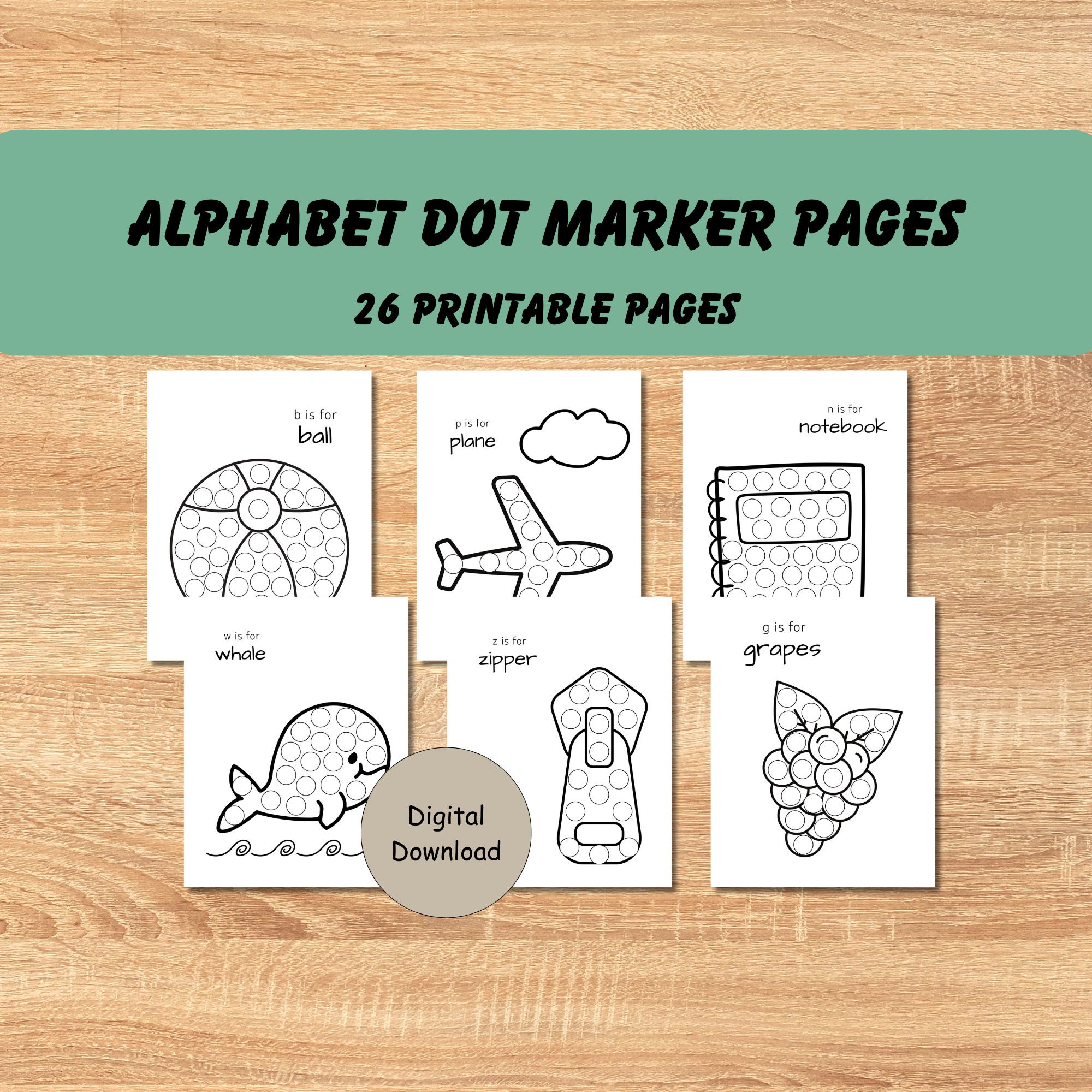 Alphabet Dot Marker Coloring Pages for Kids | Alphabet Coloring | 26 ...