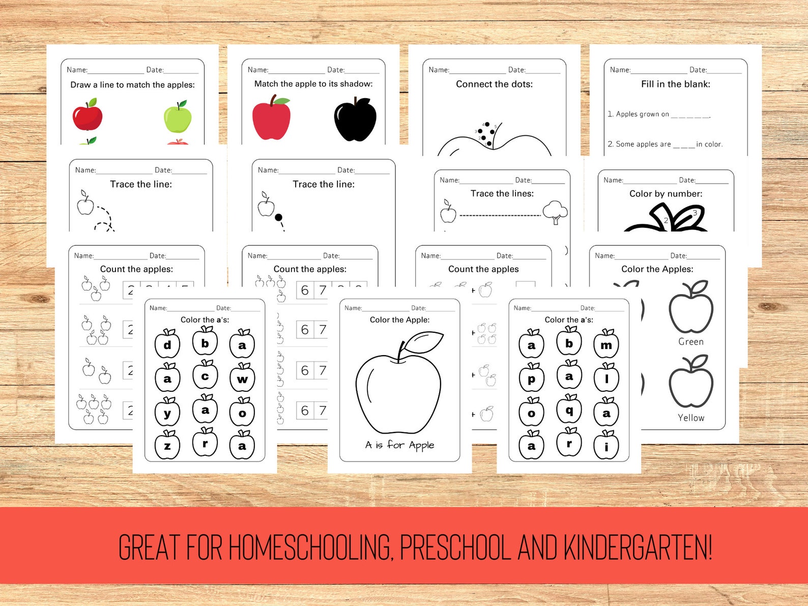 Apple Activity Bundle | Worksheets for Kids | Preschool, Kindergarten ...