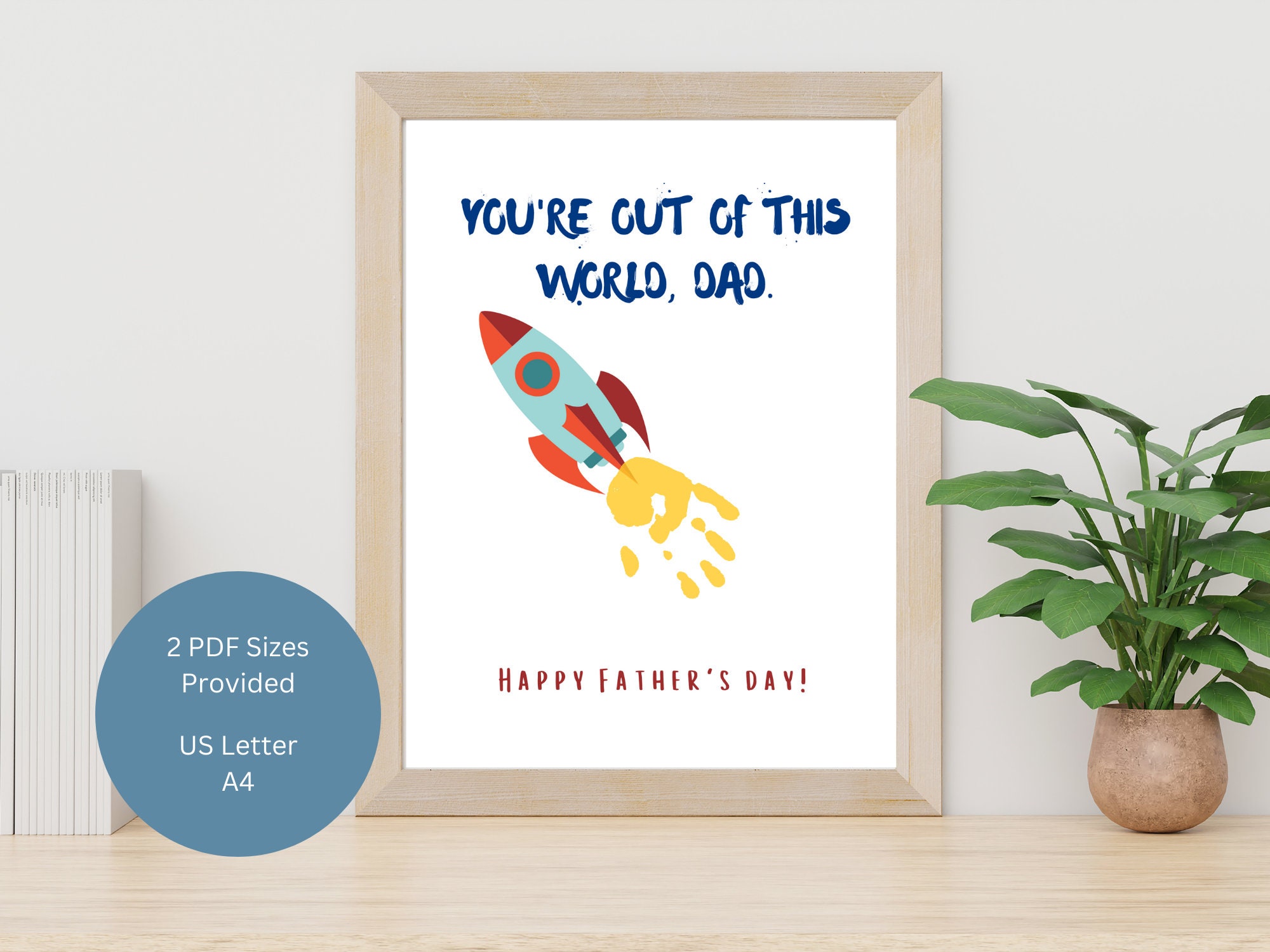Father's Day Handprint - Printable Gift for Dad, Rocketship Handprint ...
