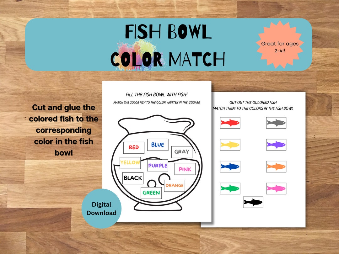 Fish Bowl Color Match Game Preschool Learning Color Activities Toddler ...