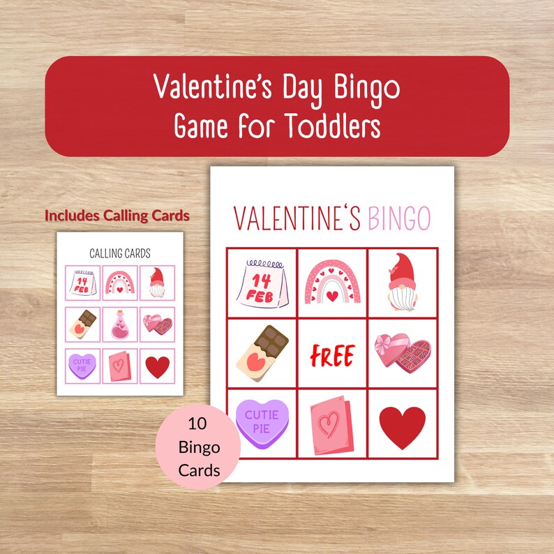 Valentines Day Bingo Game for Toddlers | Kids Holiday Bingo Game ...