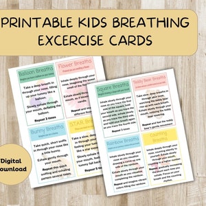 8 Printable Breathing Exercise Cards for Kids -- Digital Download ...