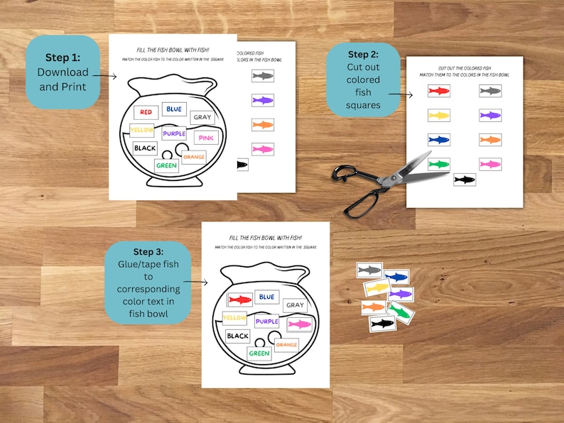 Fish Bowl Color Match Game Preschool Learning Color Activities Toddler ...