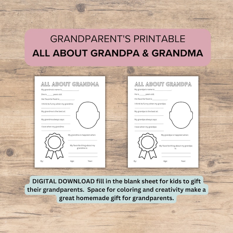 All About Grandpa & Grandma | Grandparent's Day Gift From Kids ...
