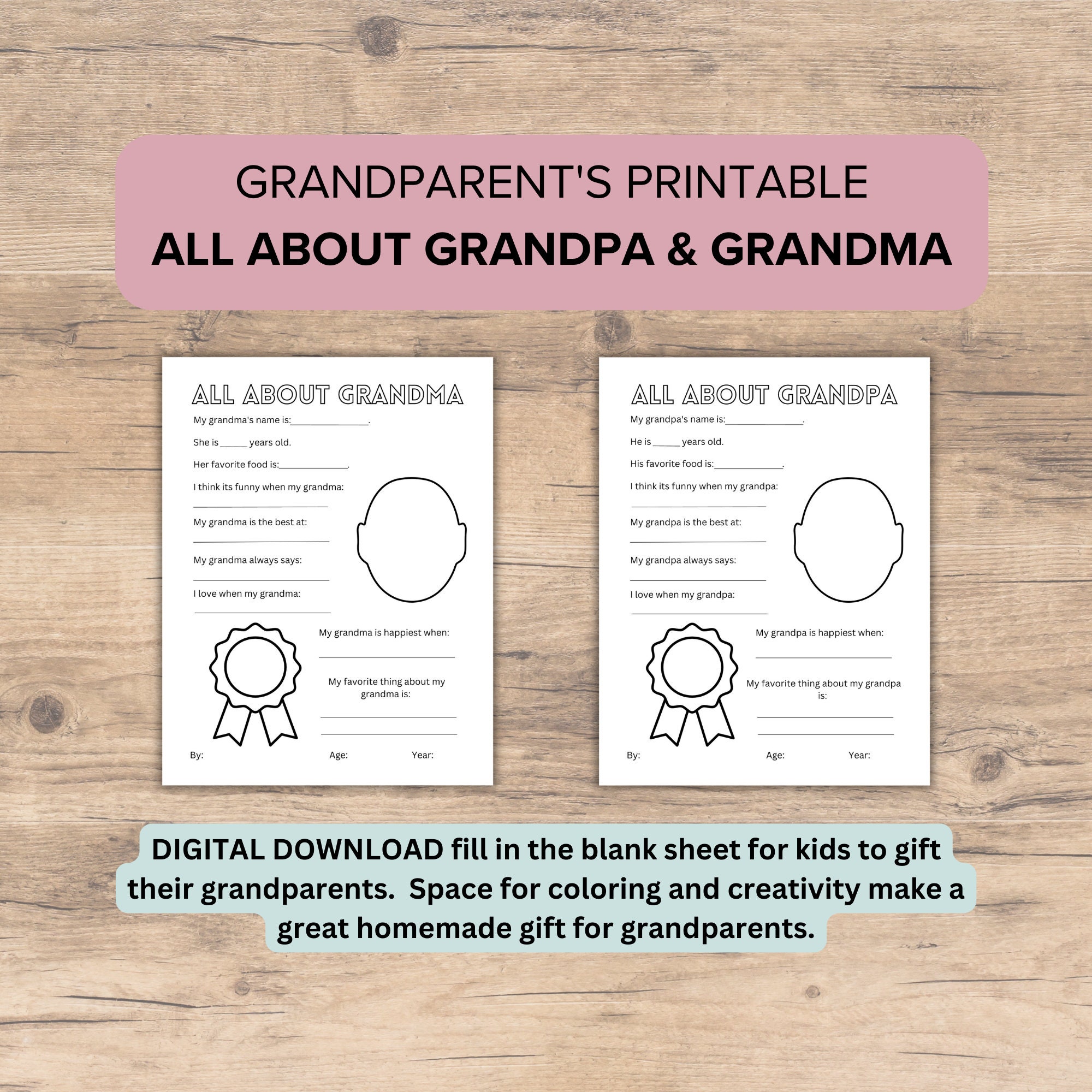 All About Grandpa & Grandma | Grandparent's Day Gift From Kids ...