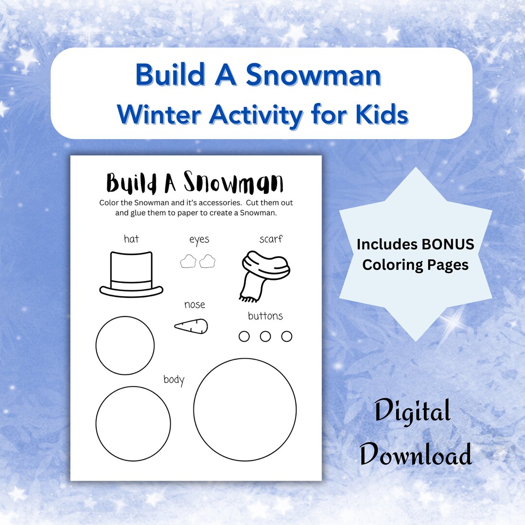 Build A Snowman | Color and Cut Activity | Winter Activities for Kids ...