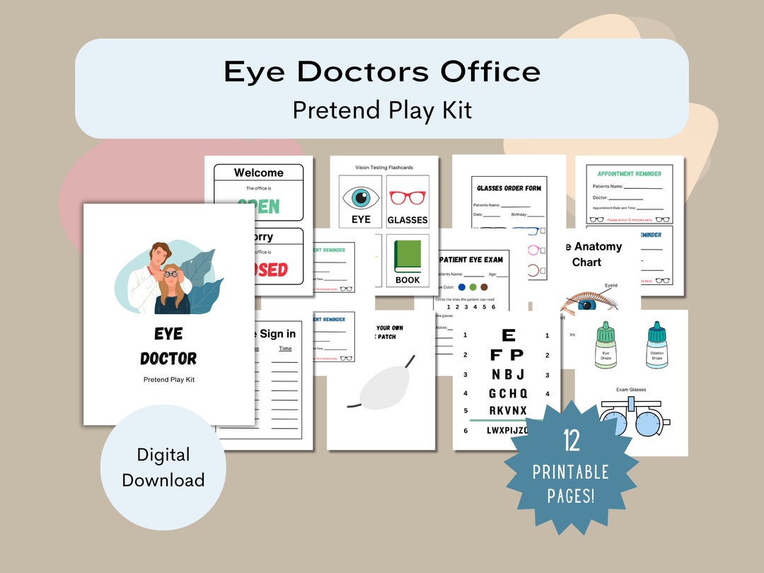 Printable Pretend Eye Doctors Office Kit for Kids - Imaginative Play ...