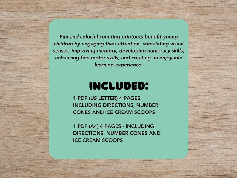 Ice Cream Cone Counting Activity for Young Kids - Digital Download ...