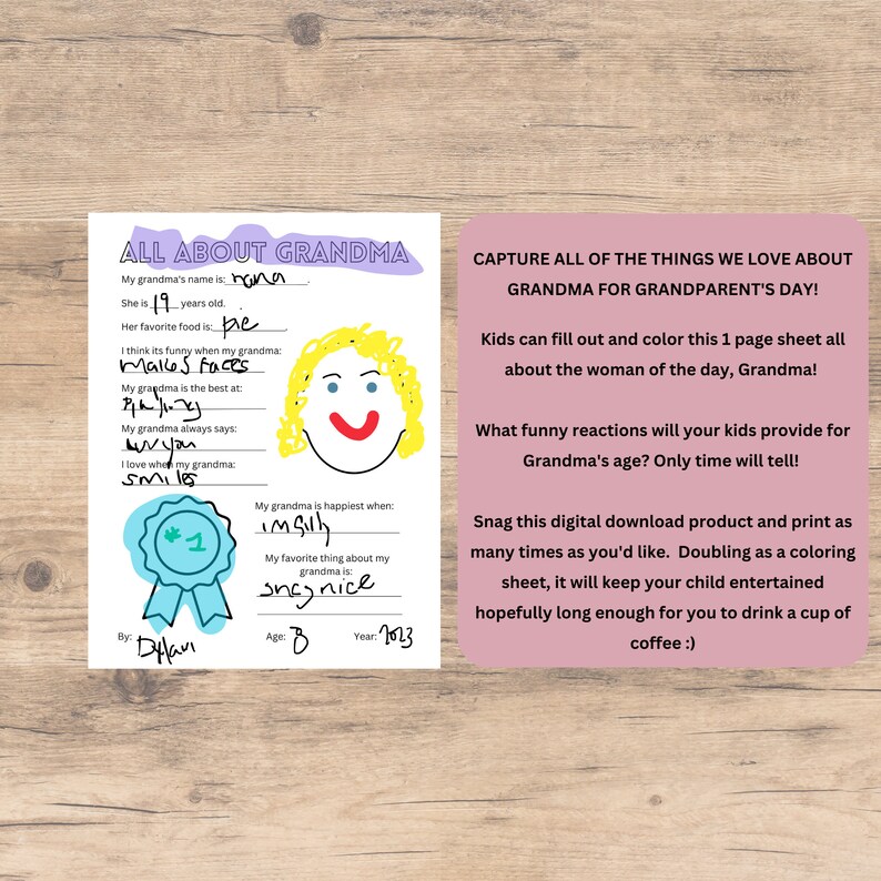 All About Grandpa & Grandma | Grandparent's Day Gift From Kids ...