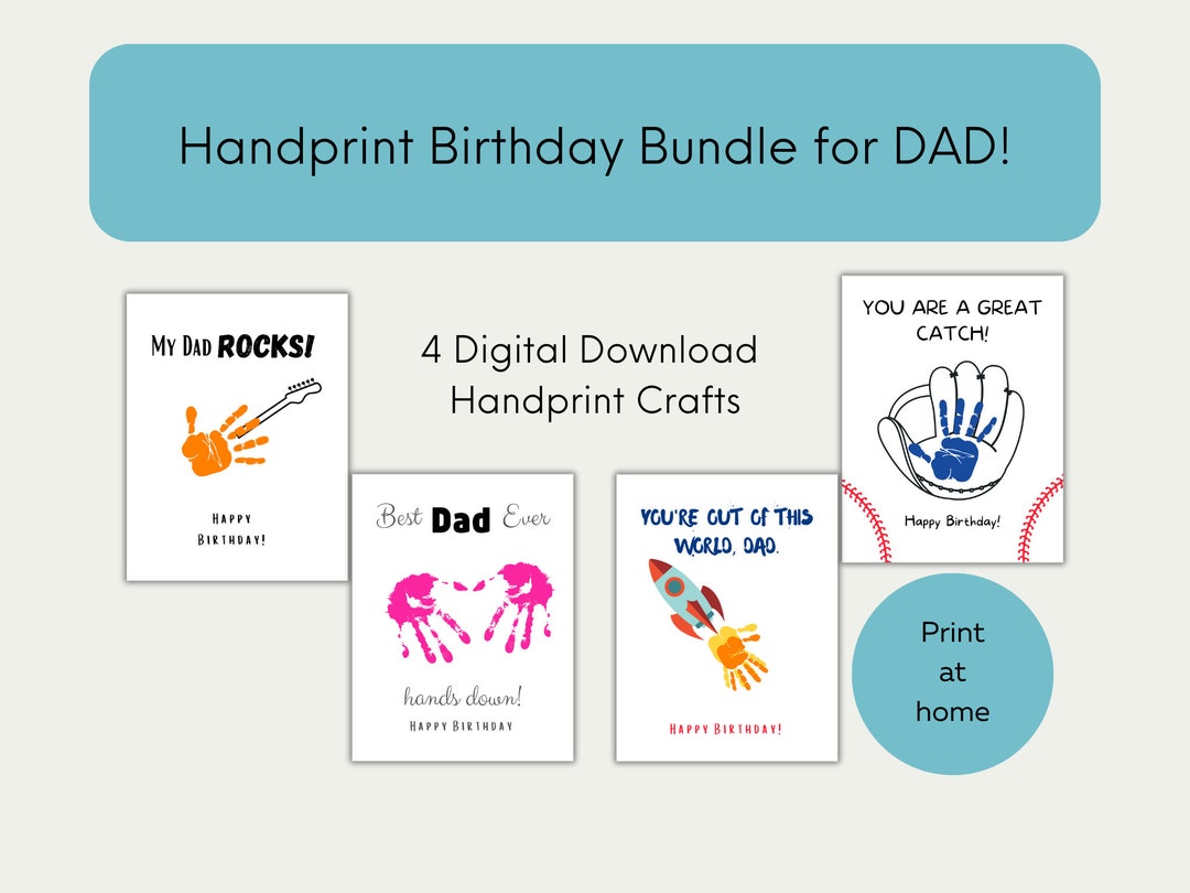 Handprint Craft Birthday Bundle for Dad | Dad Birthday Craft From Kids ...