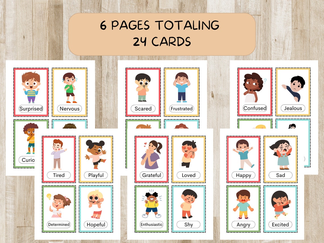 24 Printable Toddler Emotions Cards -- Digital Download -- Kids ...