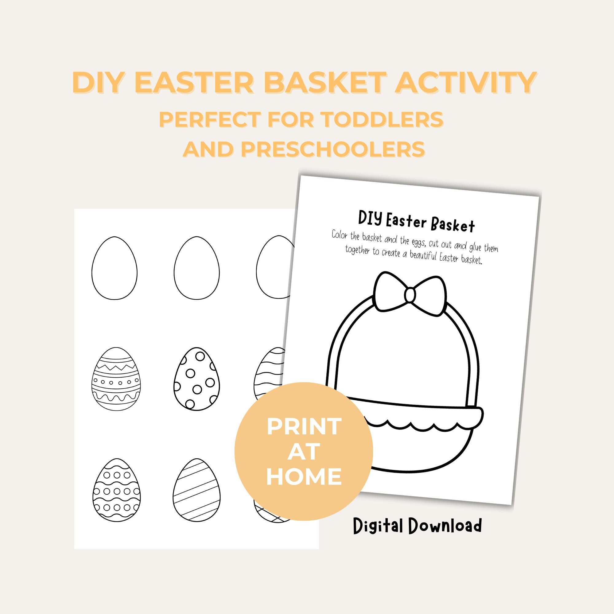 DIY Easter Basket Activity for Toddlers | Preschool Cut and Color ...