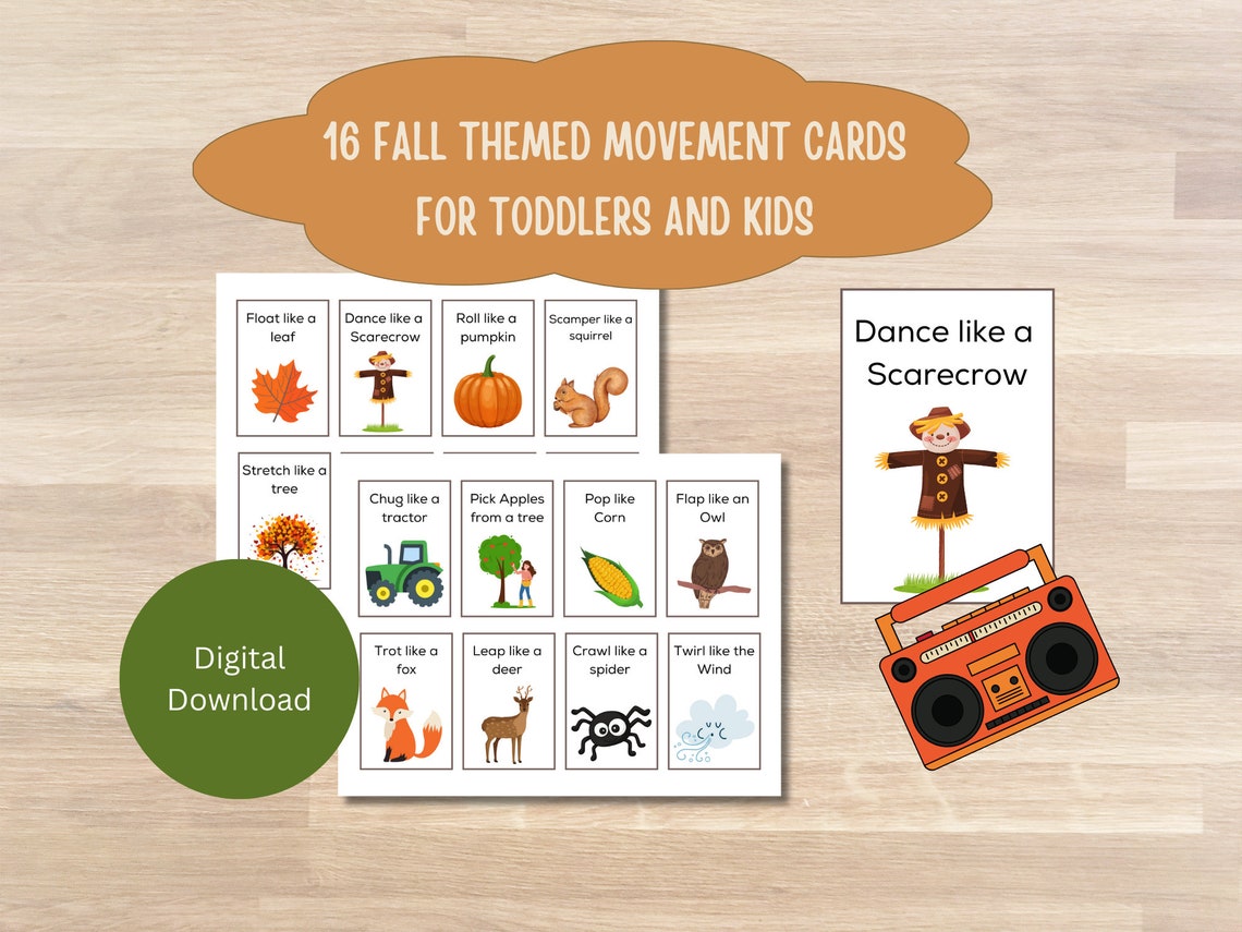 Fall Movement Cards for Kids | Movement Cards for Toddlers | Preschool ...