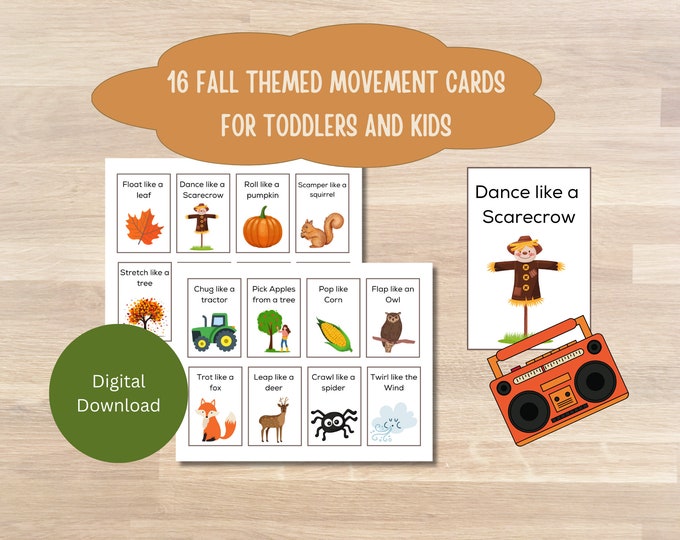 Fall Movement Cards, Thanksgiving Games, Favors, Flash Cards ...