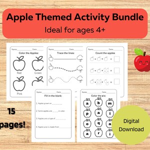 Apple Activity Bundle | Worksheets for Kids | Preschool, Kindergarten ...