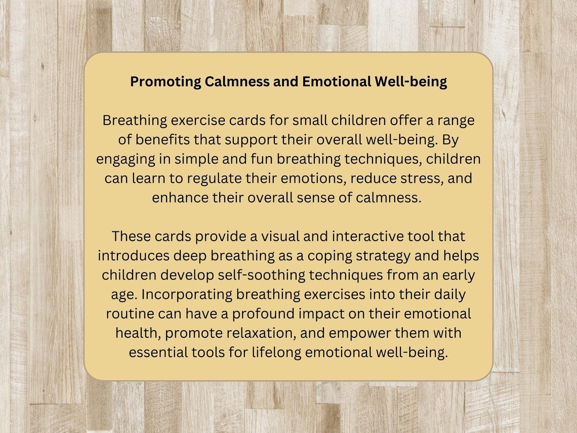 8 Printable Breathing Exercise Cards for Kids -- Digital Download ...