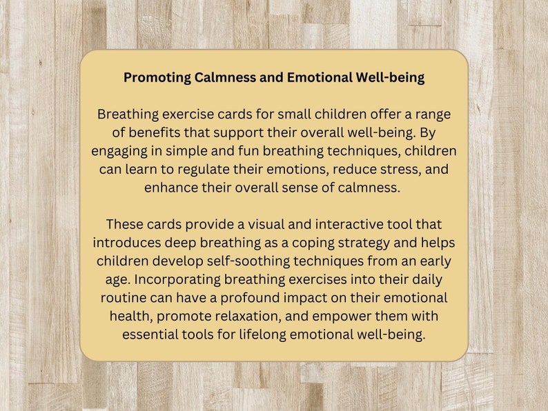 8 Printable Breathing Exercise Cards for Kids -- Digital Download ...