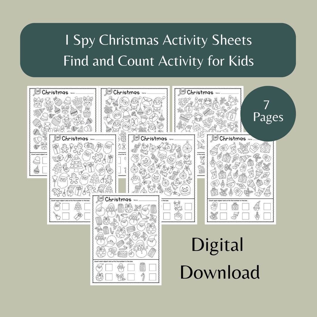 I Spy Christmas Activity for Kids | Find and Count Holiday Activity ...