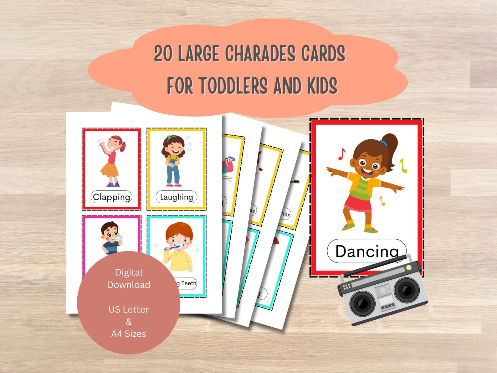 Printable Charades Game for Toddlers and Kids -- Digital Download ...