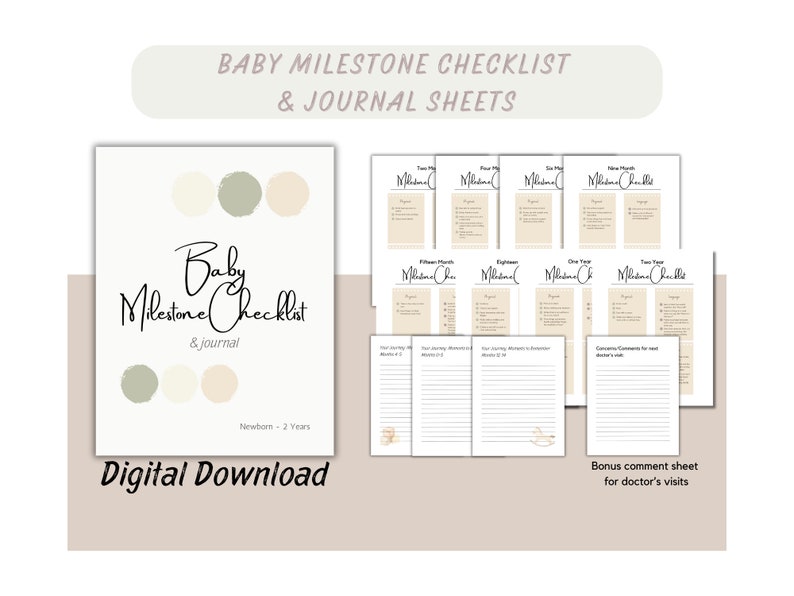 Baby/toddler Milestone Checklist & Journal Birth 2 Years CDC Milestones ...