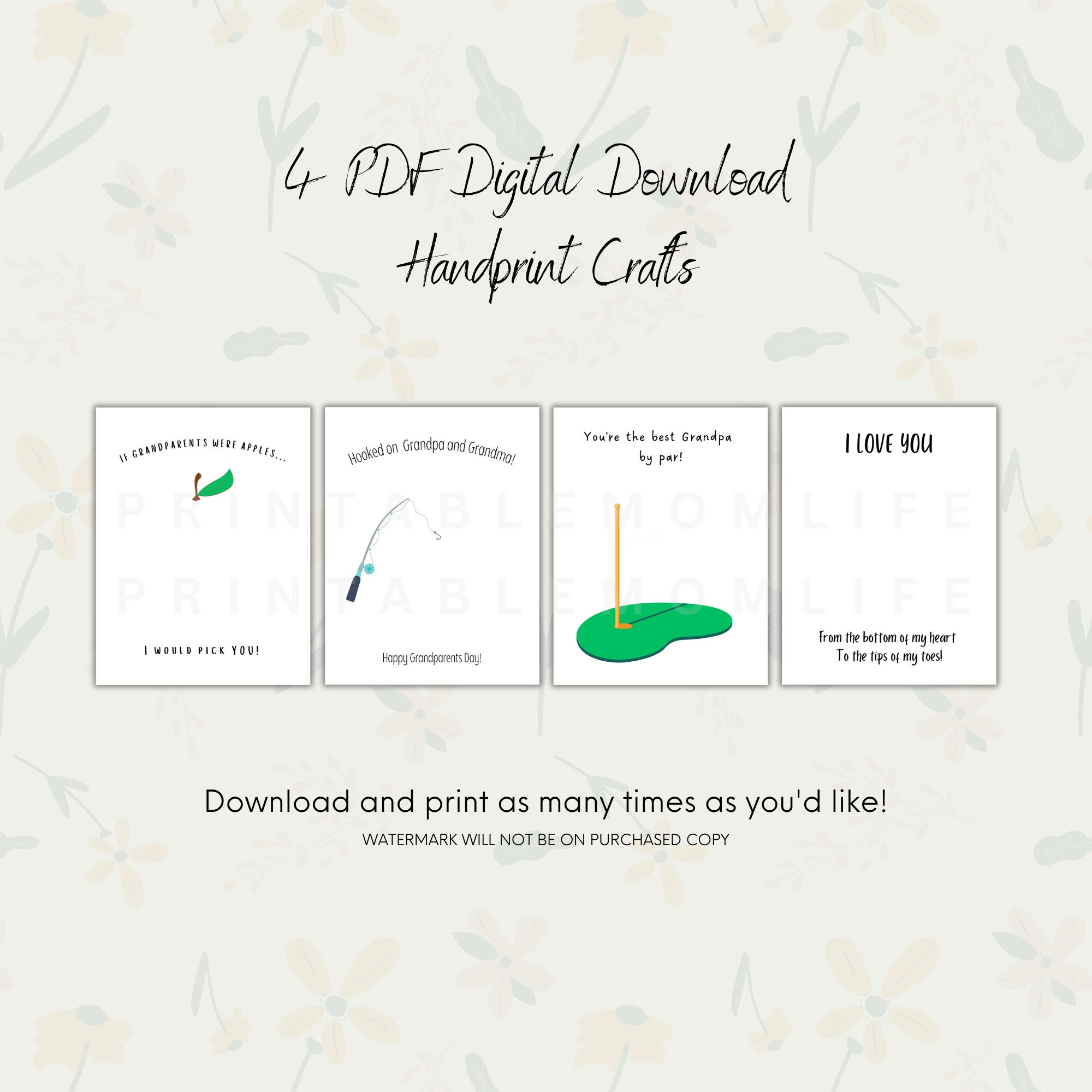 Grandparents Day Handprint Craft Bundle | 4 Handprint or Footprint ...