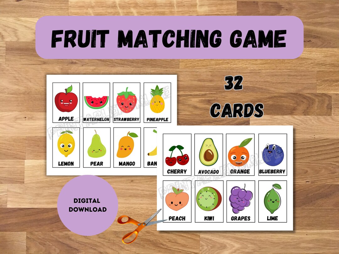 Fruit Memory Matching Game - Matching Game for Toddlers and Kids ...