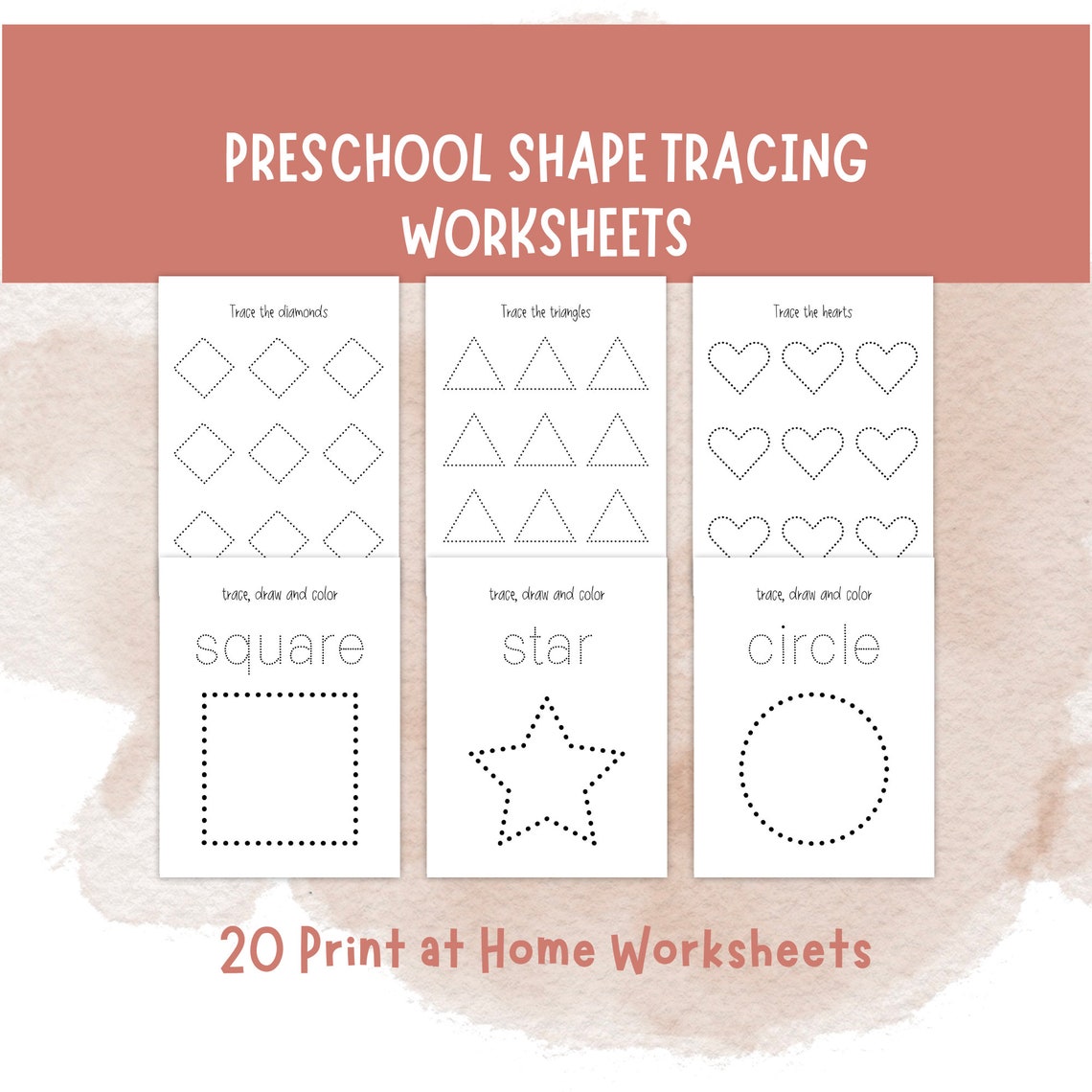 Preschool Shape Tracing Worksheets | Learn Shapes & Letters (printable ...