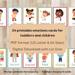 24 Printable Toddler Emotions Cards -- Digital Download -- Kids ...