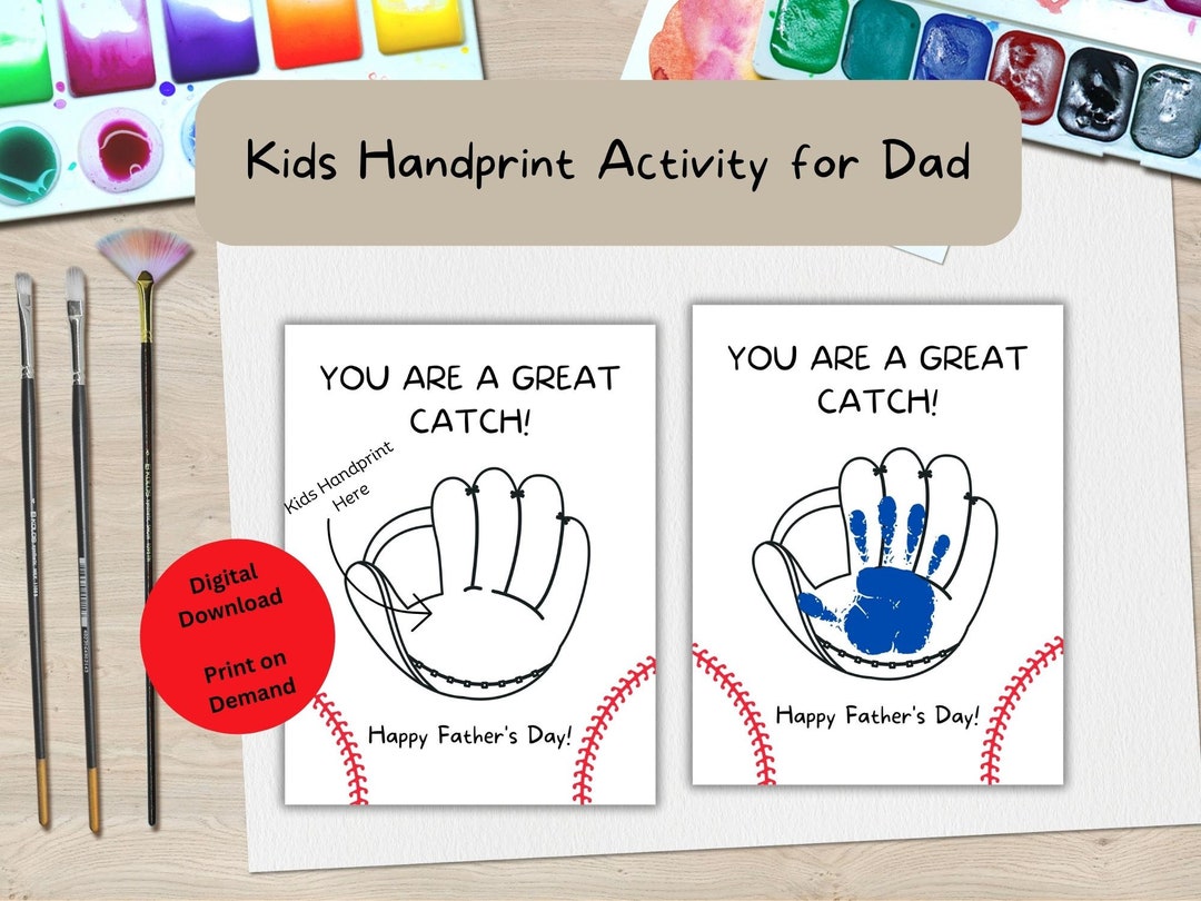 Father's Day Handprint Activity- Printable Gift for Dad, Baseball ...