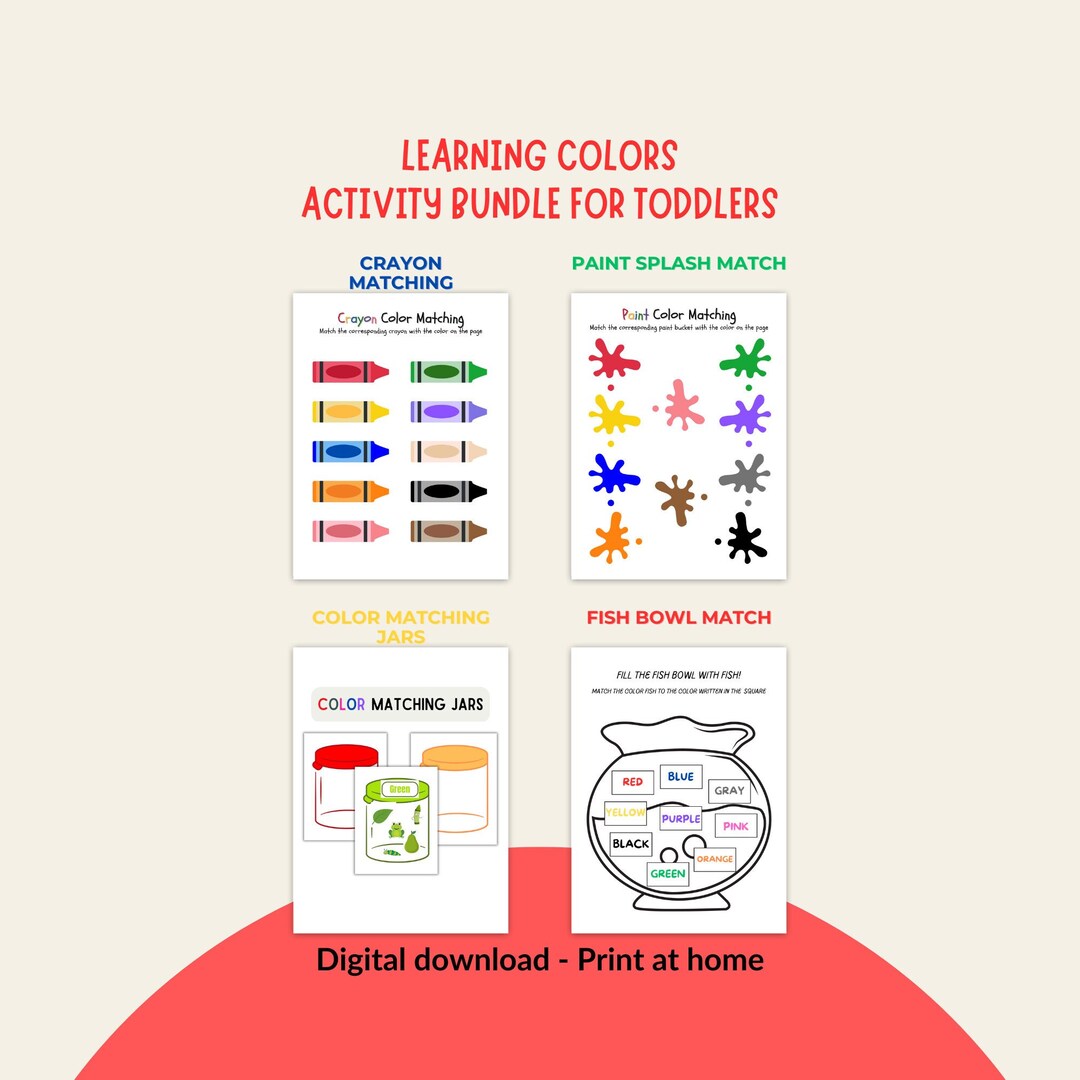 Learning Colors Activity Bundle for Toddlers | 4 Unique Color Matching ...