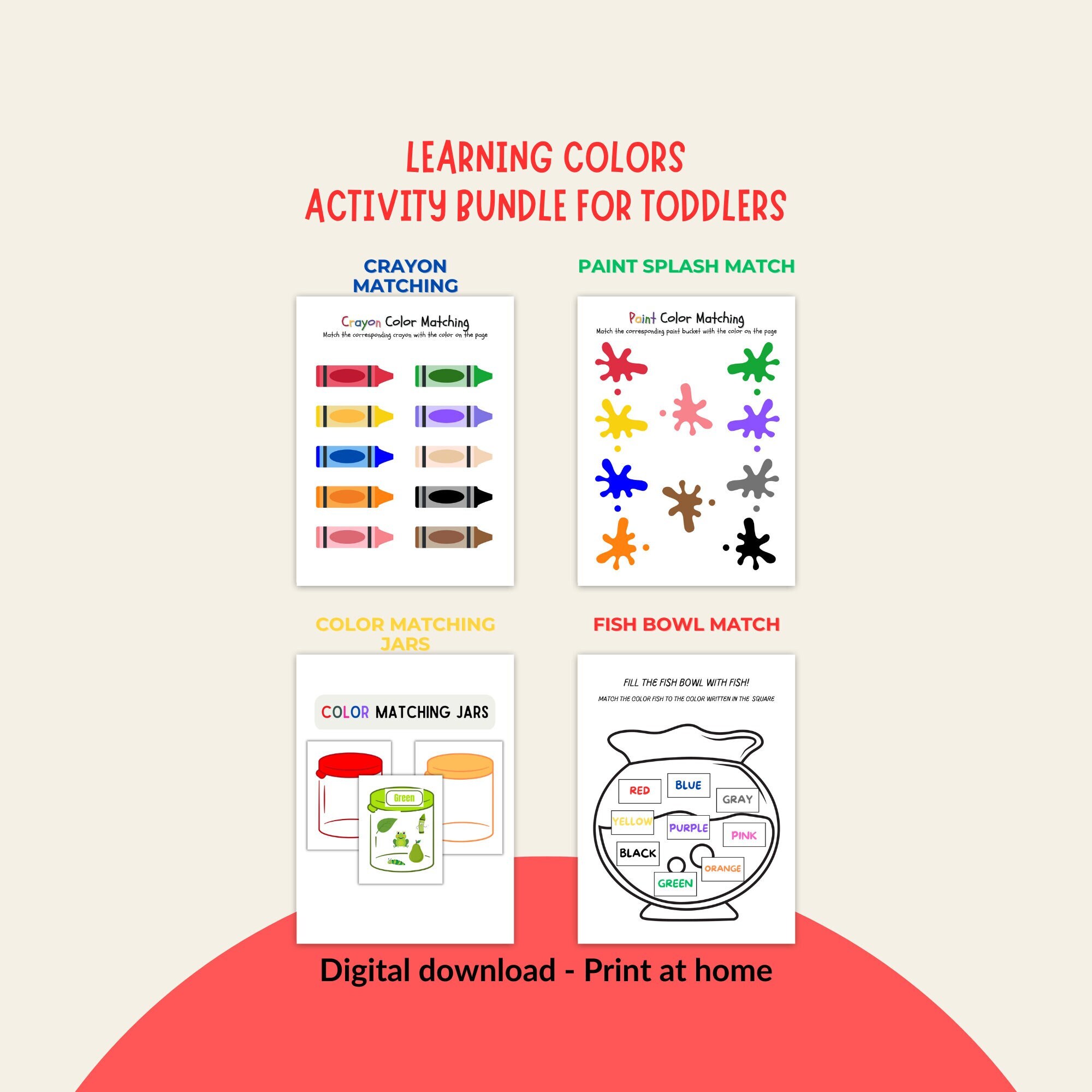 Learning Colors Activity Bundle for Toddlers 4 Unique Color Matching ...