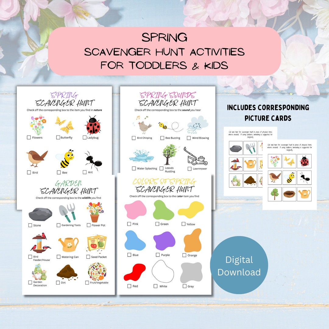 Spring Scavenger Hunt Activity Bundle for Toddlers and Kids | Outdoor ...