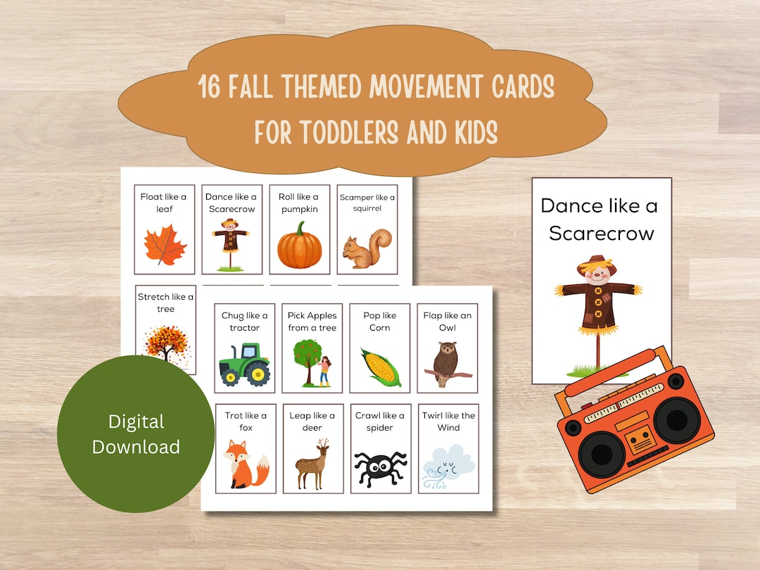 Fall Movement Cards for Kids Movement Cards for Toddlers - Etsy