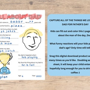 All About Dad - Printable Father's Day Gift | Birthday Gift and ...