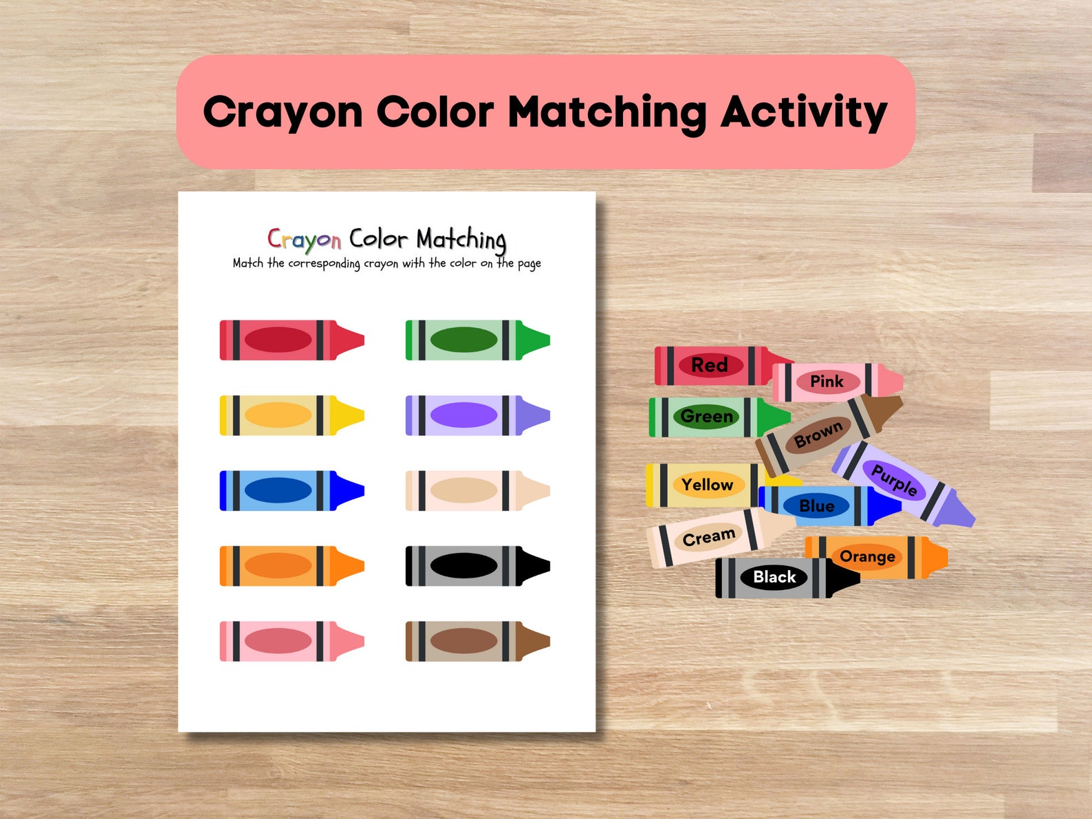 Crayon Color Matching Printable Activity -- Color Matching for Kids ...