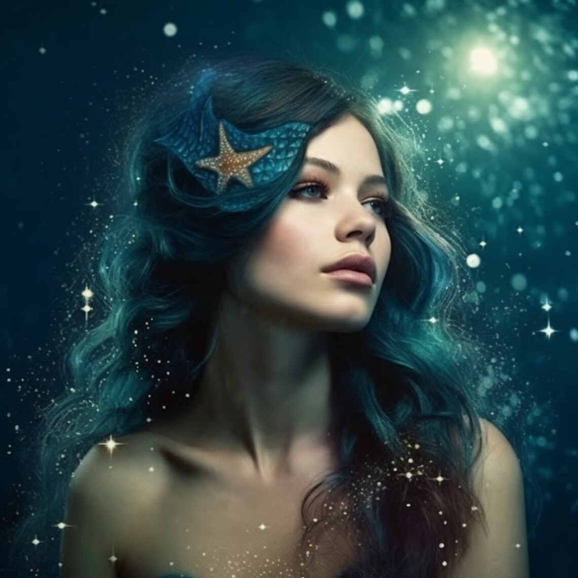 Mystical Mermaid Digital Paper Fantasy Ocean Grunge Textures Printable ...